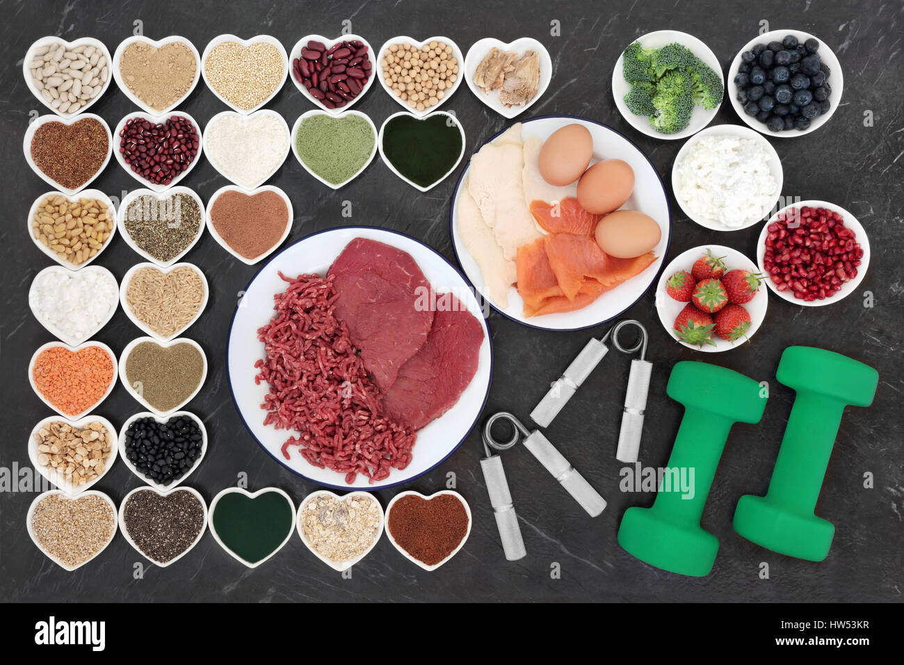 Body building equipment and health food with meat, fish, supplement ...