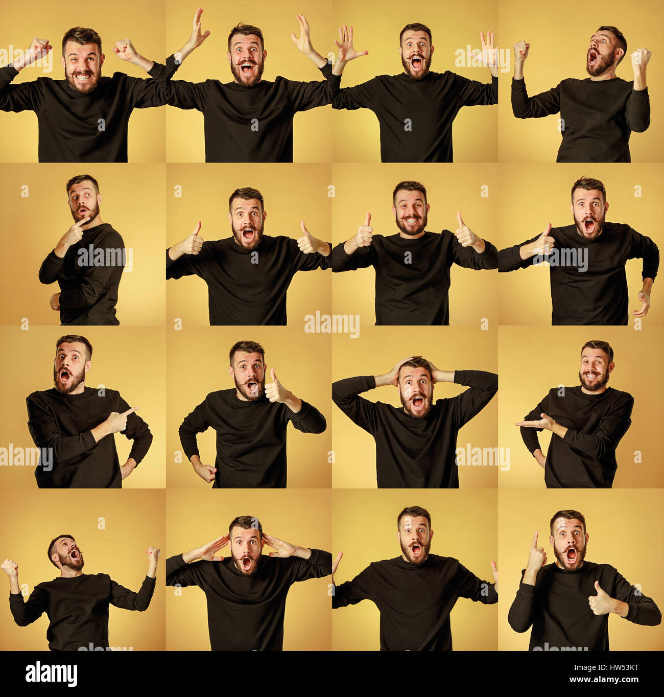 Set of young man's portraits with different emotions Stock Photo - Alamy