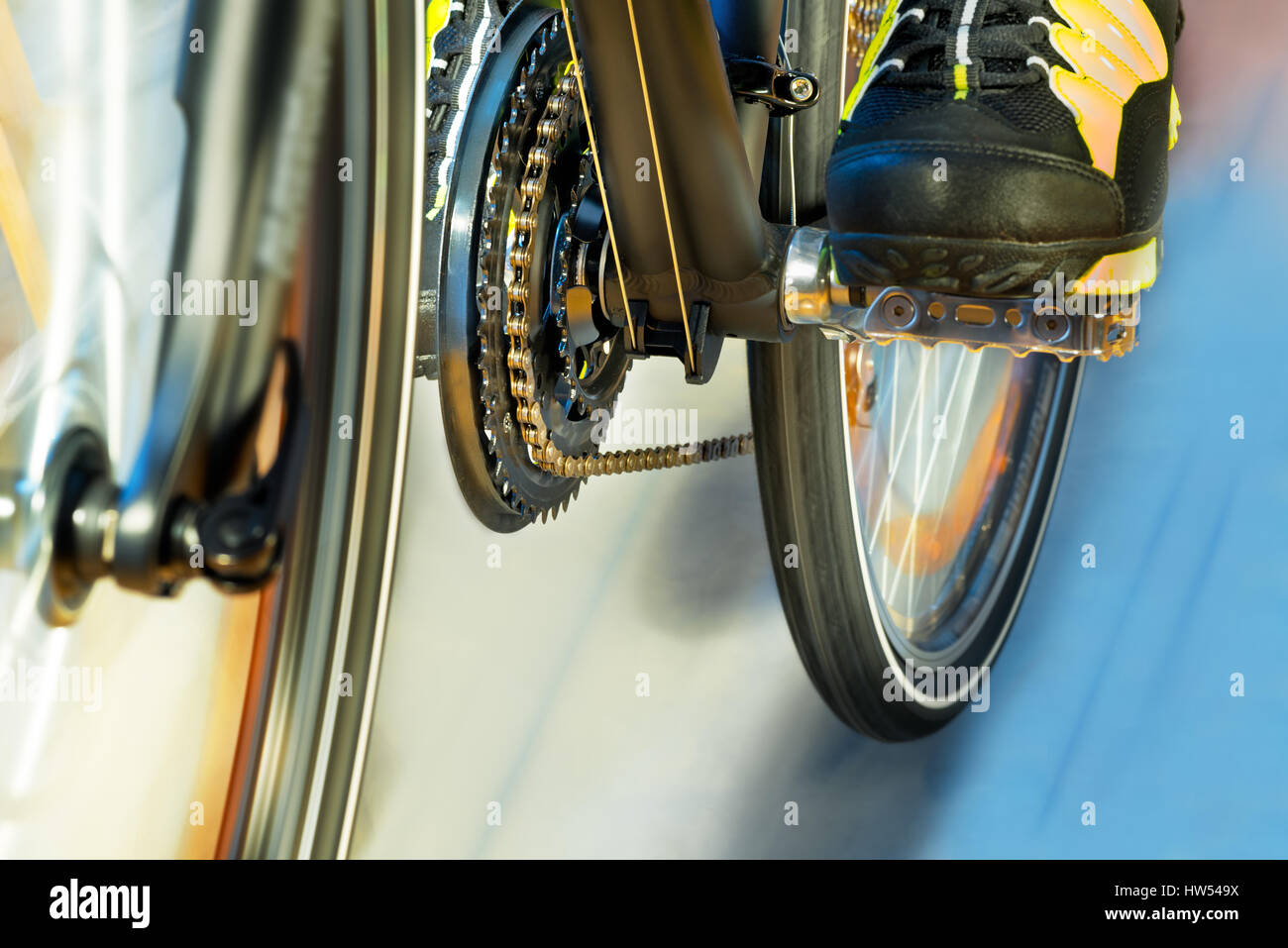 Detail Of Front Derailleur With Cycle Track Stock Photo - Alamy
