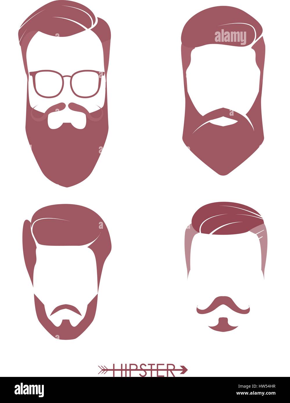 Set Of Hipster Man Haircuts Beards Mustaches Simple Design For Logo
