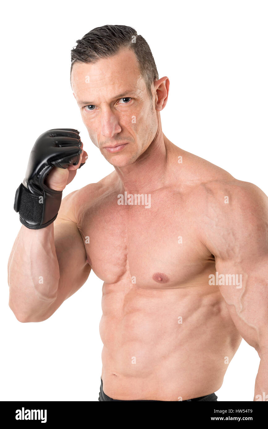 Strong Mixed Martial Arts fighter isolated in white Stock Photo - Alamy
