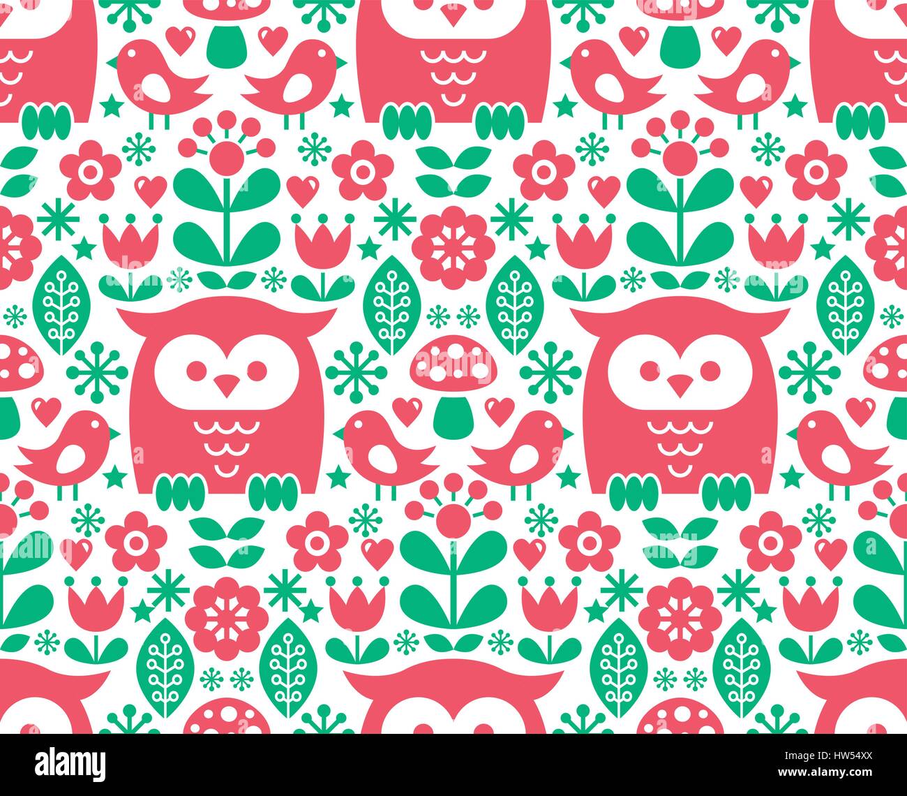 Seamless Scandinavian pattern, Nordic folk art - inspired by ...
