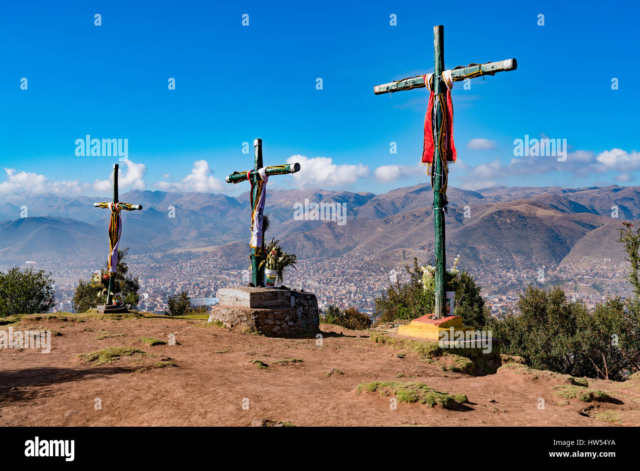These three crosses symbolize the Spaniards efforts to Christianize the ...