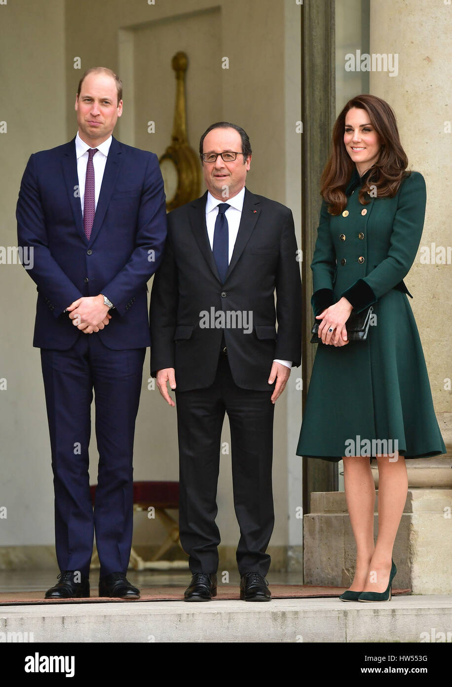 The Duke and Duchess of Cambridge are greeted by French President ...
