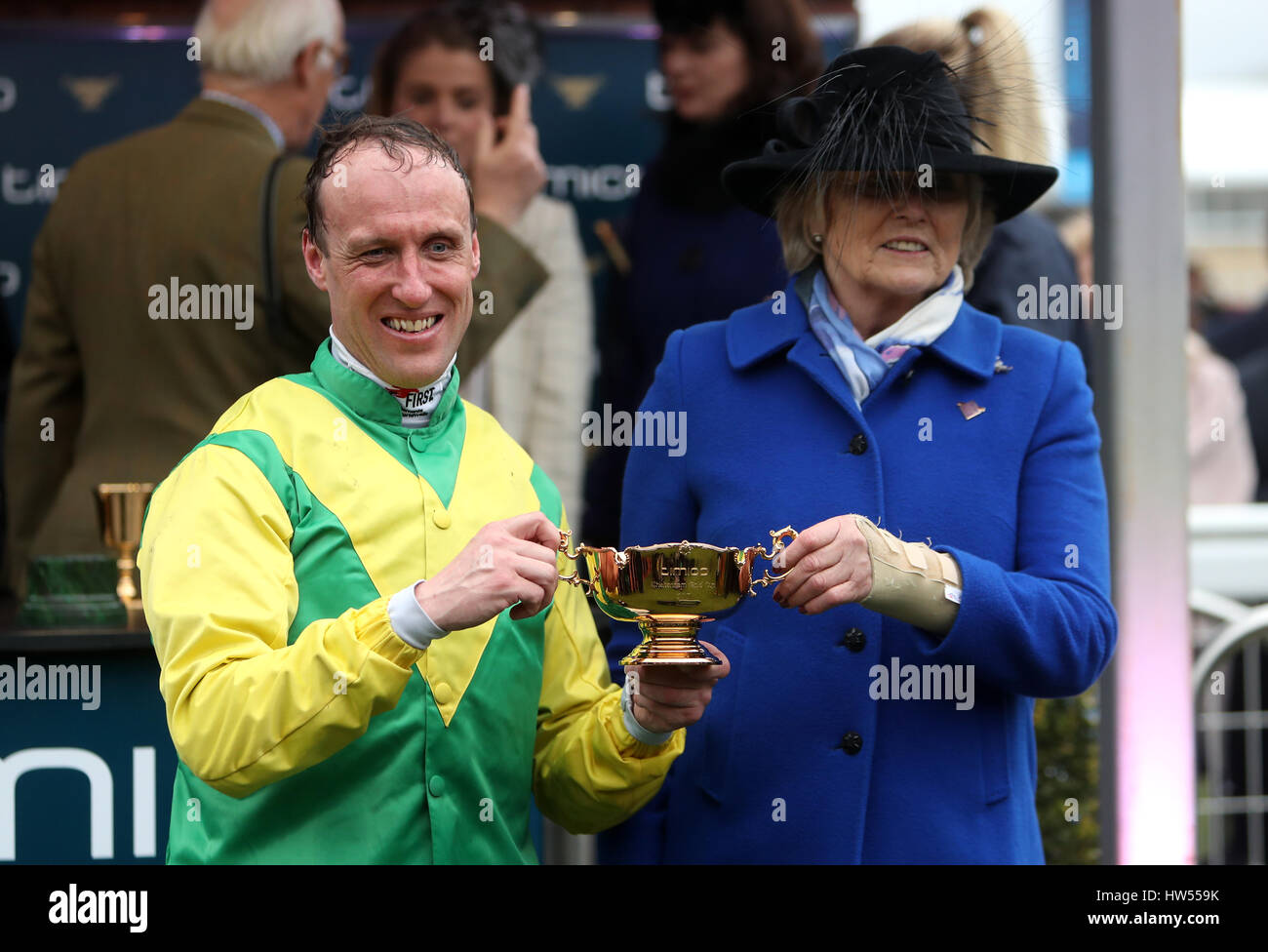 Jockey Robbie Power and Trainer Jessica Jane Harrington with the Timico ...
