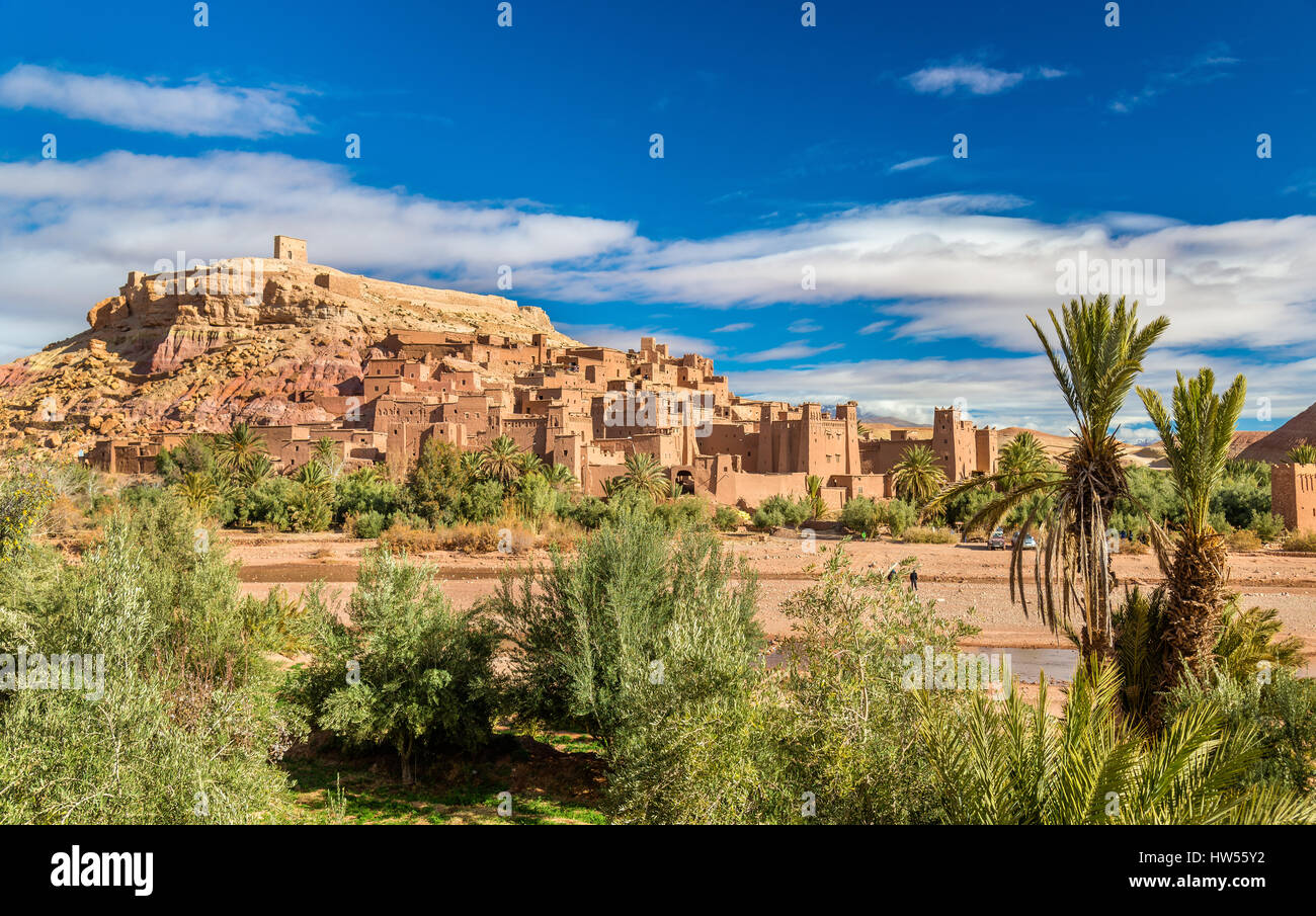 Panoramic view of Ait Benhaddou, a UNESCO world heritage site in ...