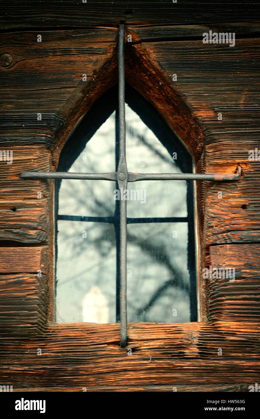 Old vintage wooden window with iron grid Stock Photo - Alamy