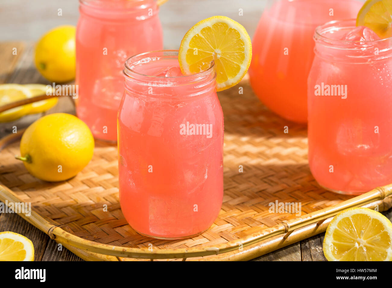 Homemade Fresh Pink Lemonade Ready to Drink Stock Photo - Alamy