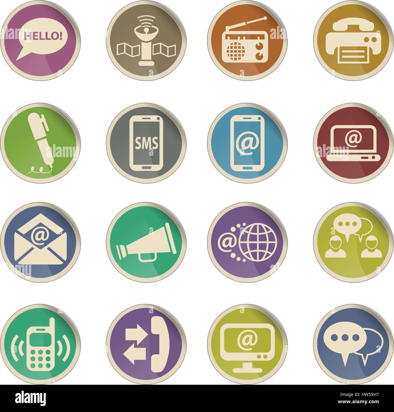 communication web icons on color paper labels Stock Vector Image & Art ...