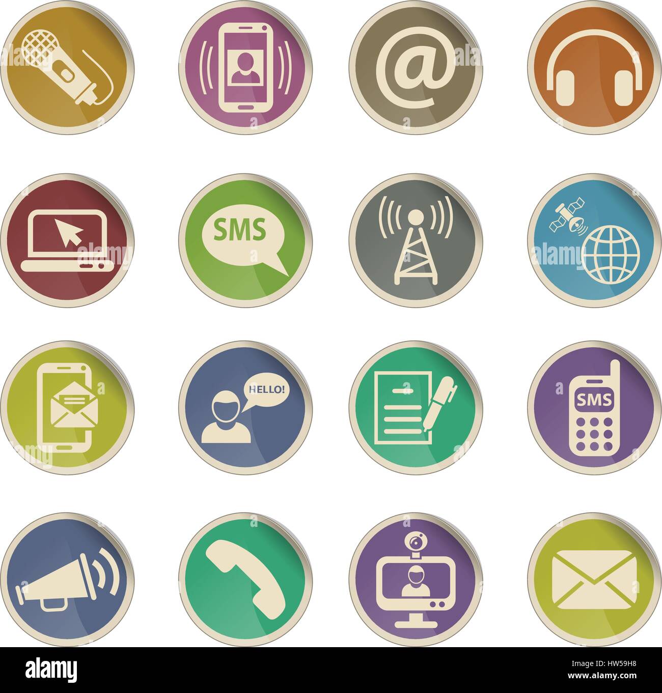 communication web icons on color paper labels Stock Vector Image & Art ...