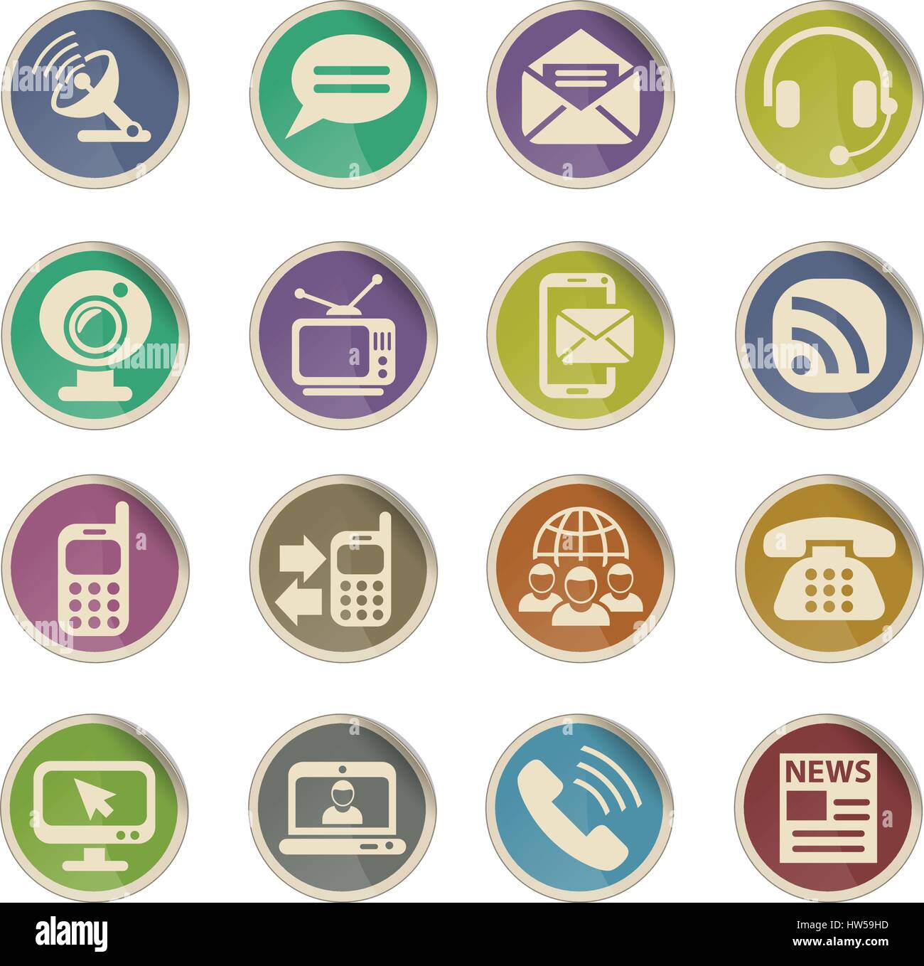 communication web icons on color paper labels Stock Vector Image & Art ...