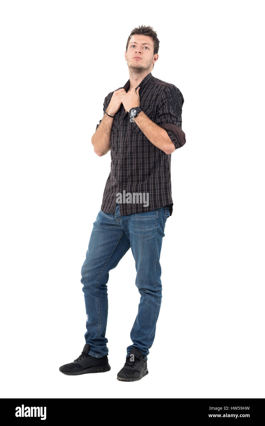 Man pulling at collar Cut Out Stock Images & Pictures - Alamy