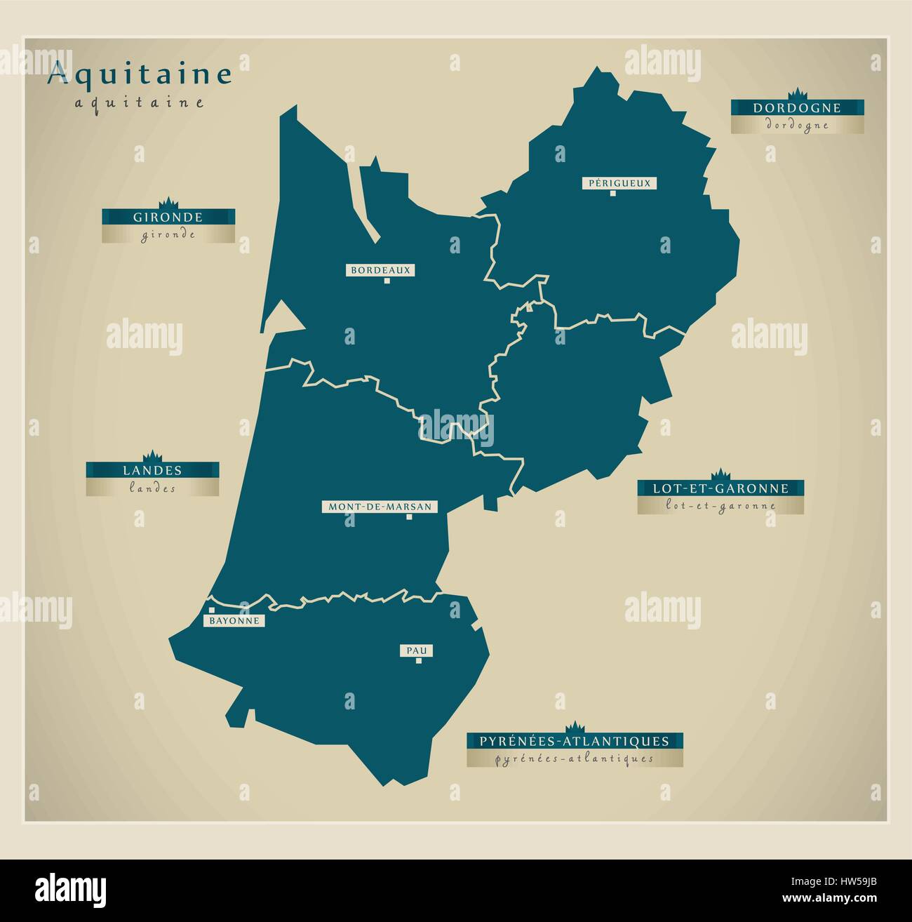 Map of aquitaine hi-res stock photography and images - Alamy