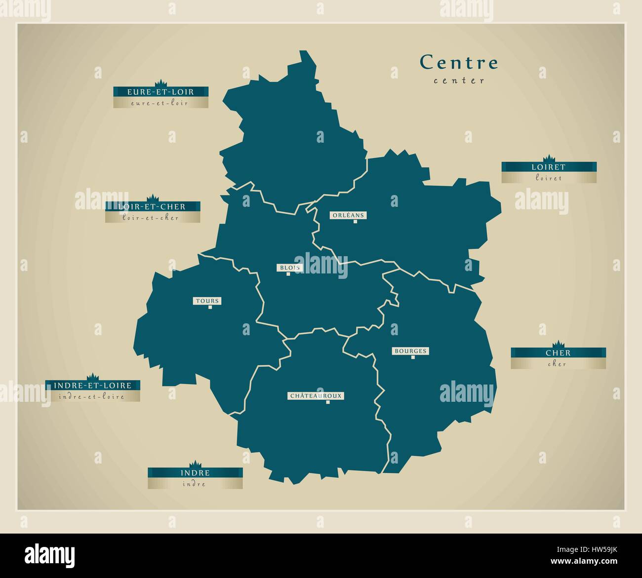 Modern Map - Centre FR Stock Vector Image & Art - Alamy