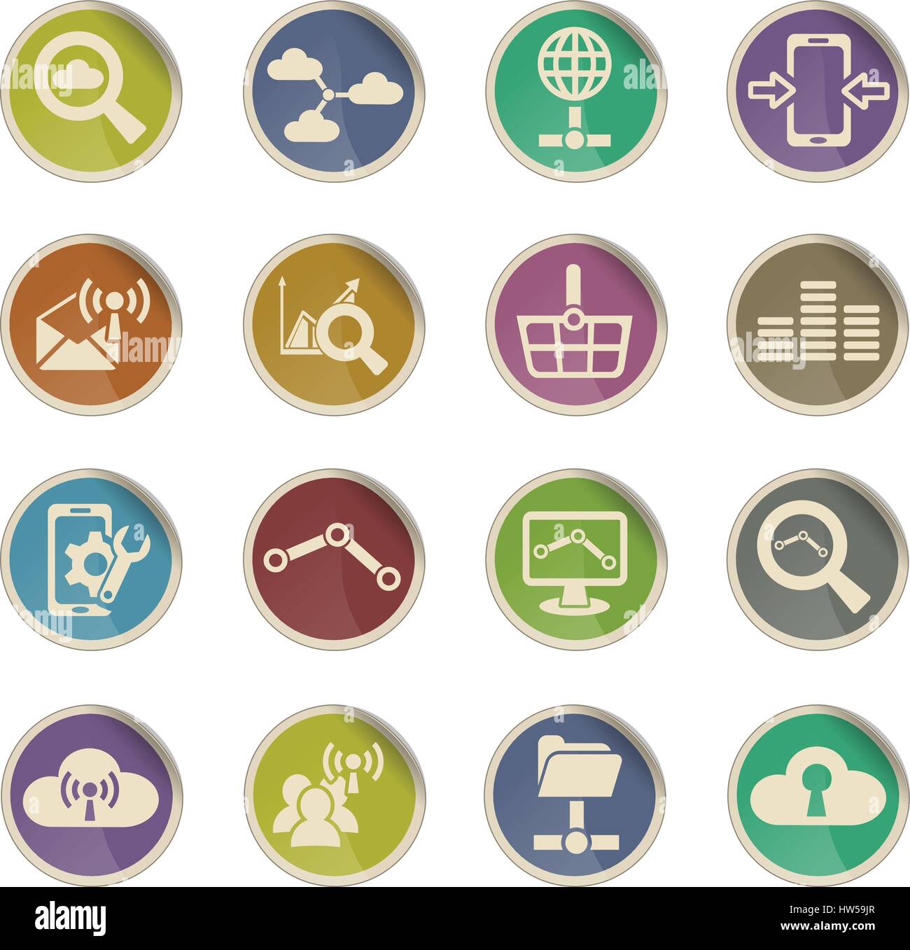 data analytic and social network web icons for user interface design Stock Vector Image & Art ...