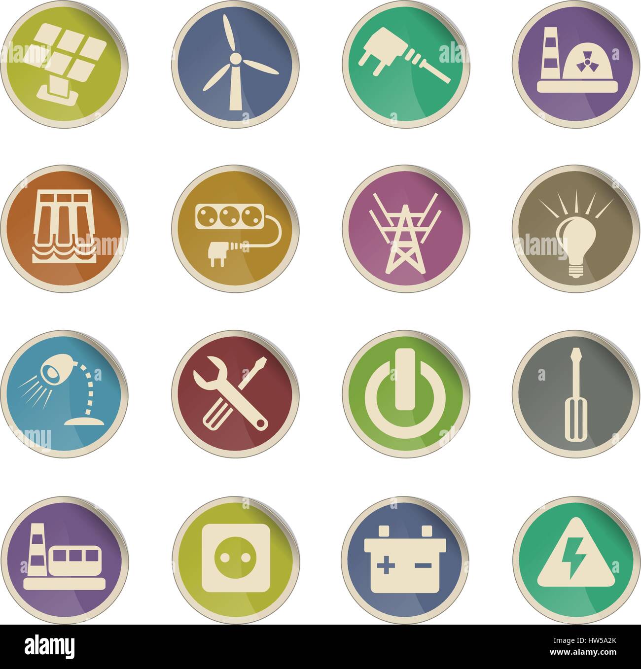 electricity web icons for user interface design Stock Vector Image ...