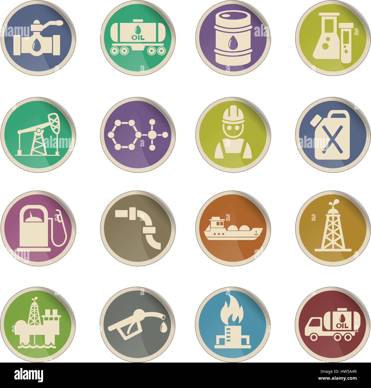 extraction of oil web icons on color paper labels Stock Vector Image ...