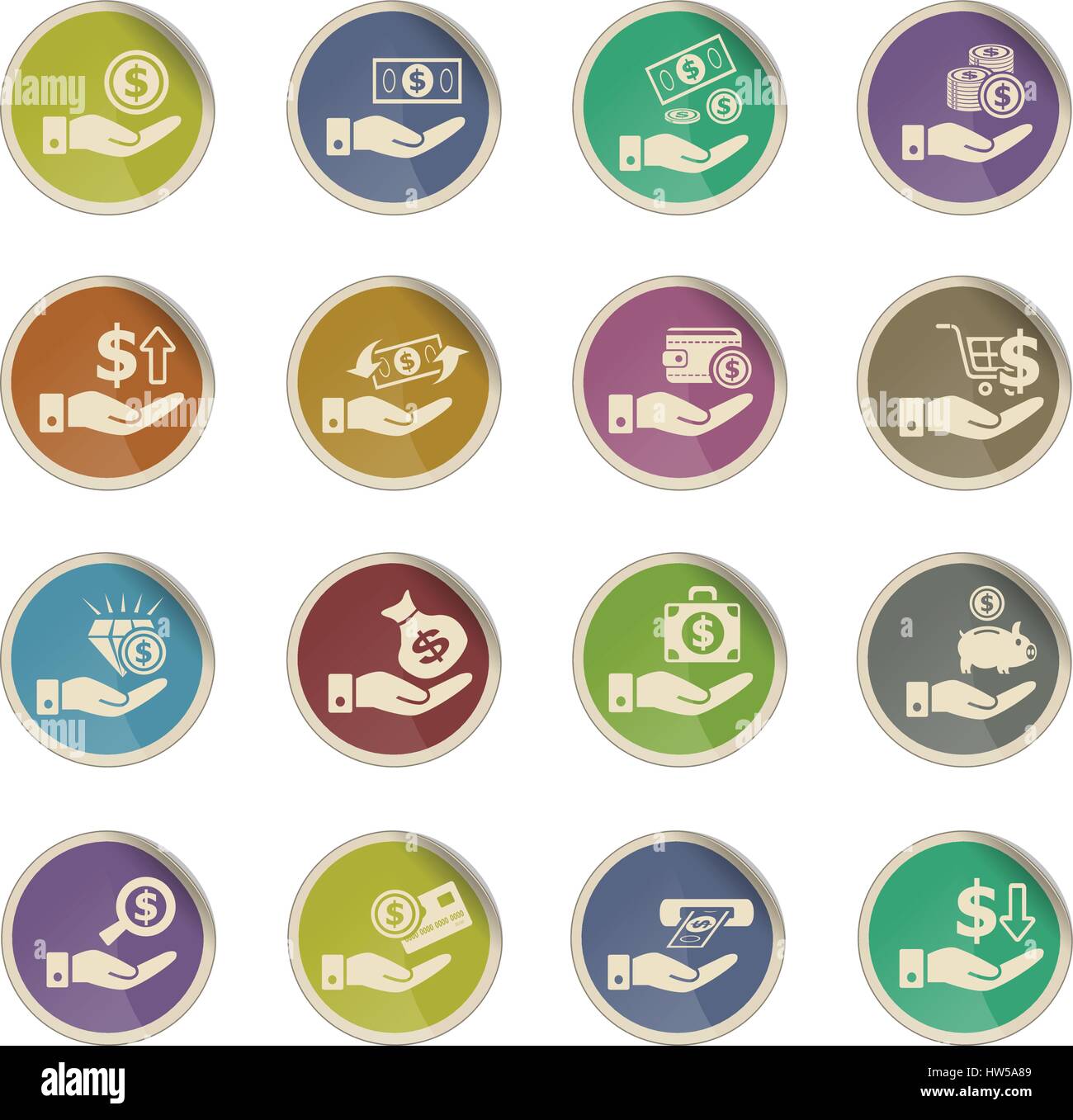 hand and money web icons for user interface design Stock Vector Image ...