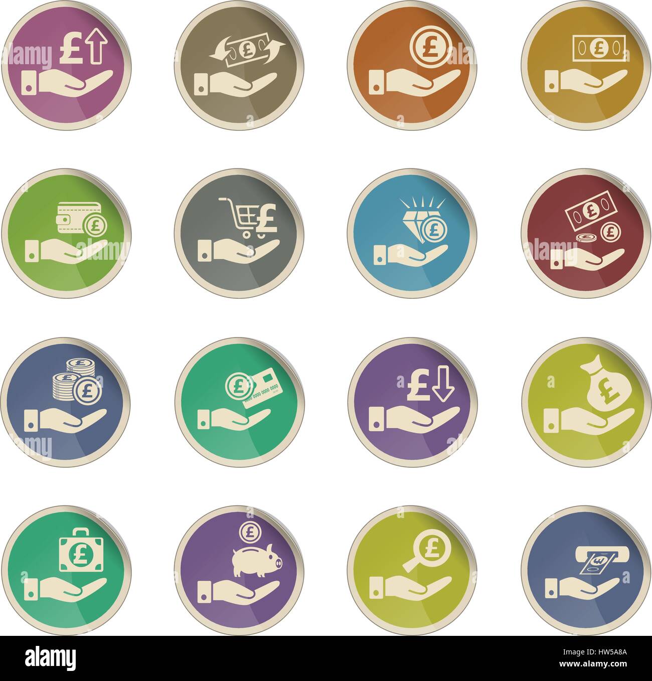 hand and money web icons for user interface design Stock Vector Image ...