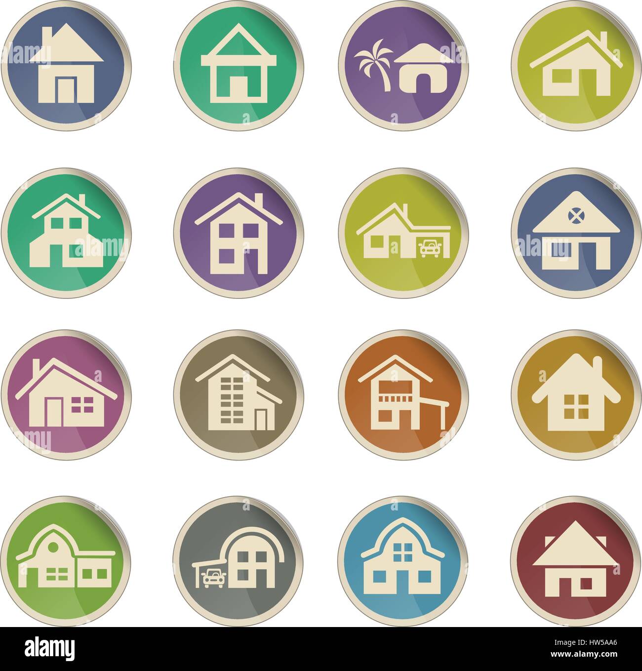house type web icons on color paper labels Stock Vector Image & Art - Alamy