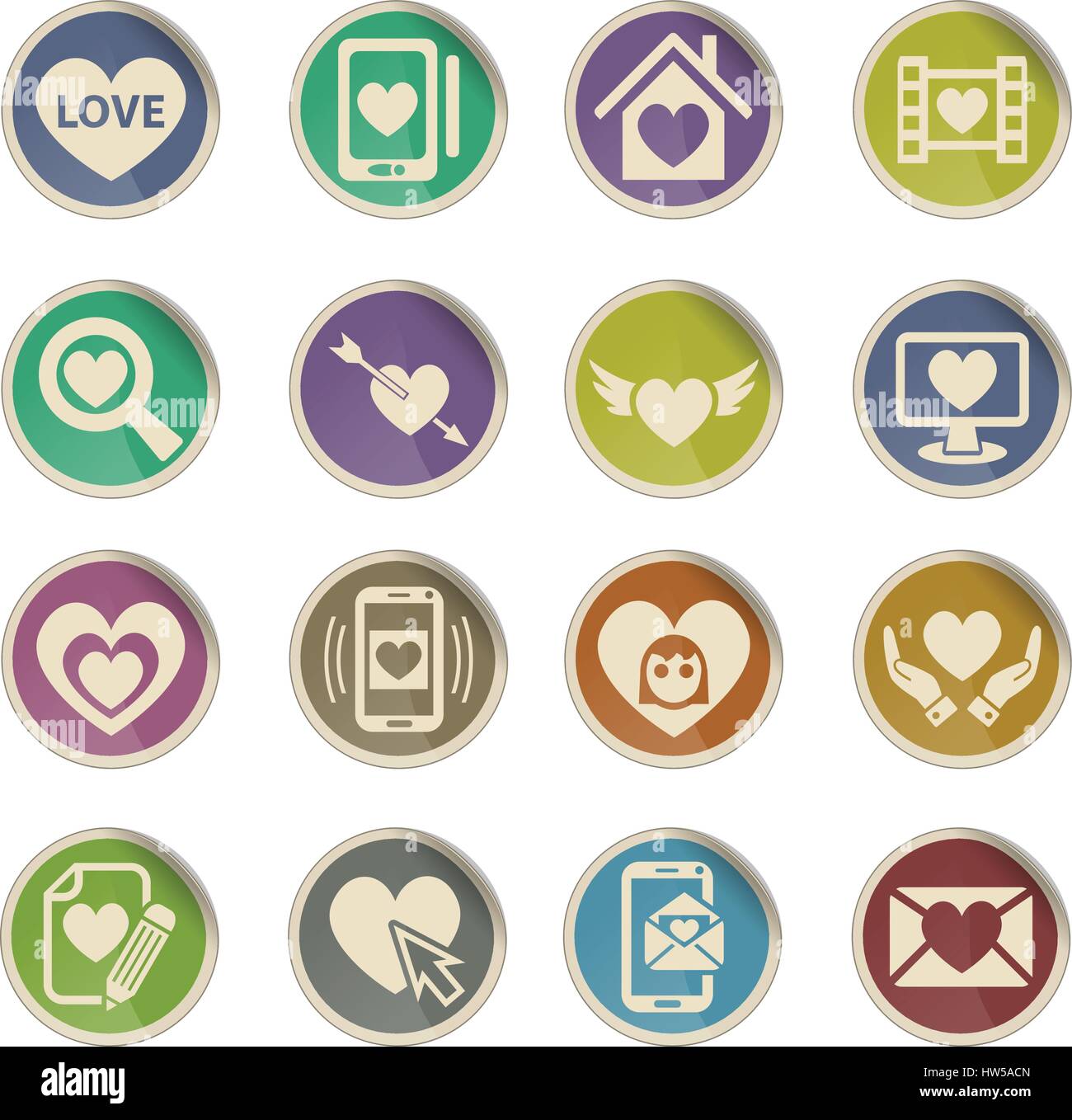 love web icons on color paper labels Stock Vector Image & Art - Alamy