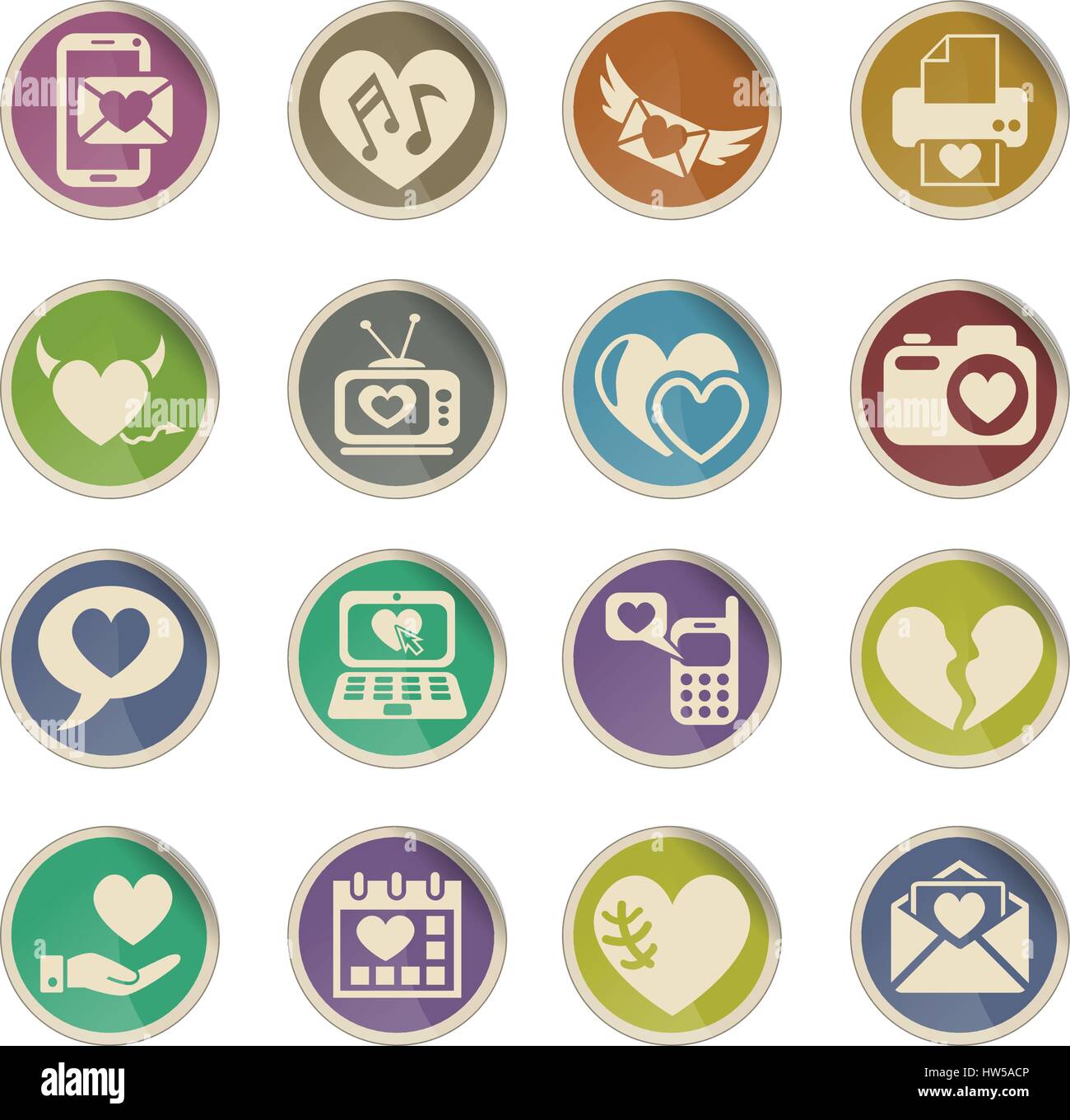 love web icons on color paper labels Stock Vector Image & Art - Alamy