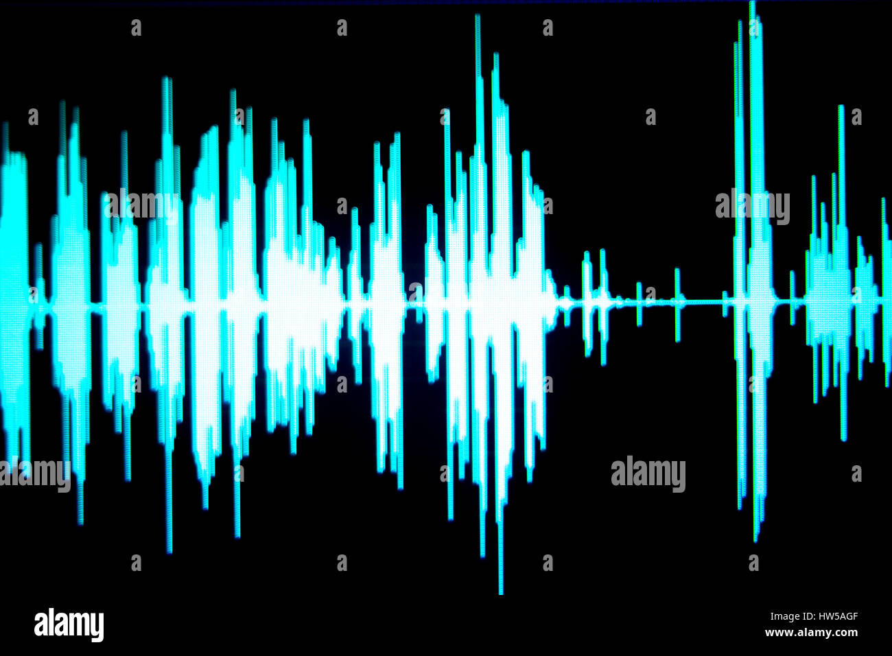 Sound recording studio audio wave on computer screen in professional ...