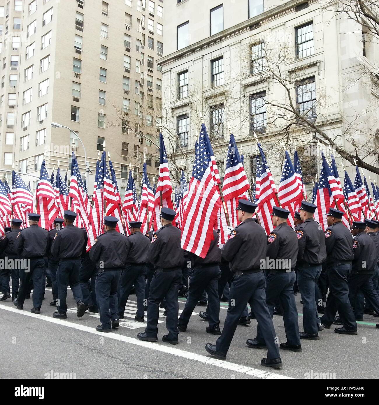 American flags parade hi-res stock photography and images - Alamy