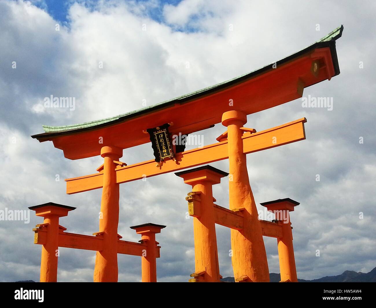 Torii gate of Itsukushima Shrine, Hatsukaichi, Hiroshima, Japan Stock ...