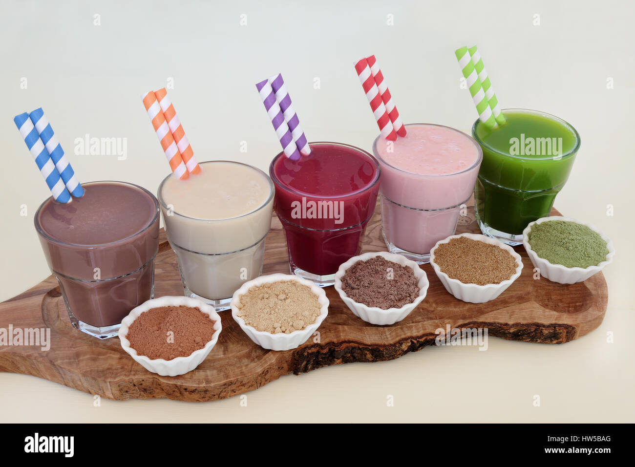 Healthy diet supplement drinks with corresponding powders of chocolate ...