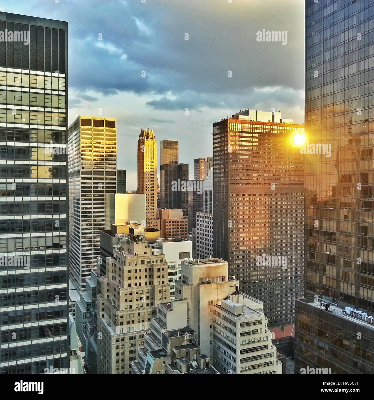 View of Midtown Manhattan at sunset, New York, America, USA Stock Photo ...