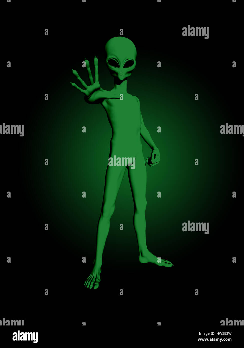 3D render of a green alien figure Stock Photo - Alamy
