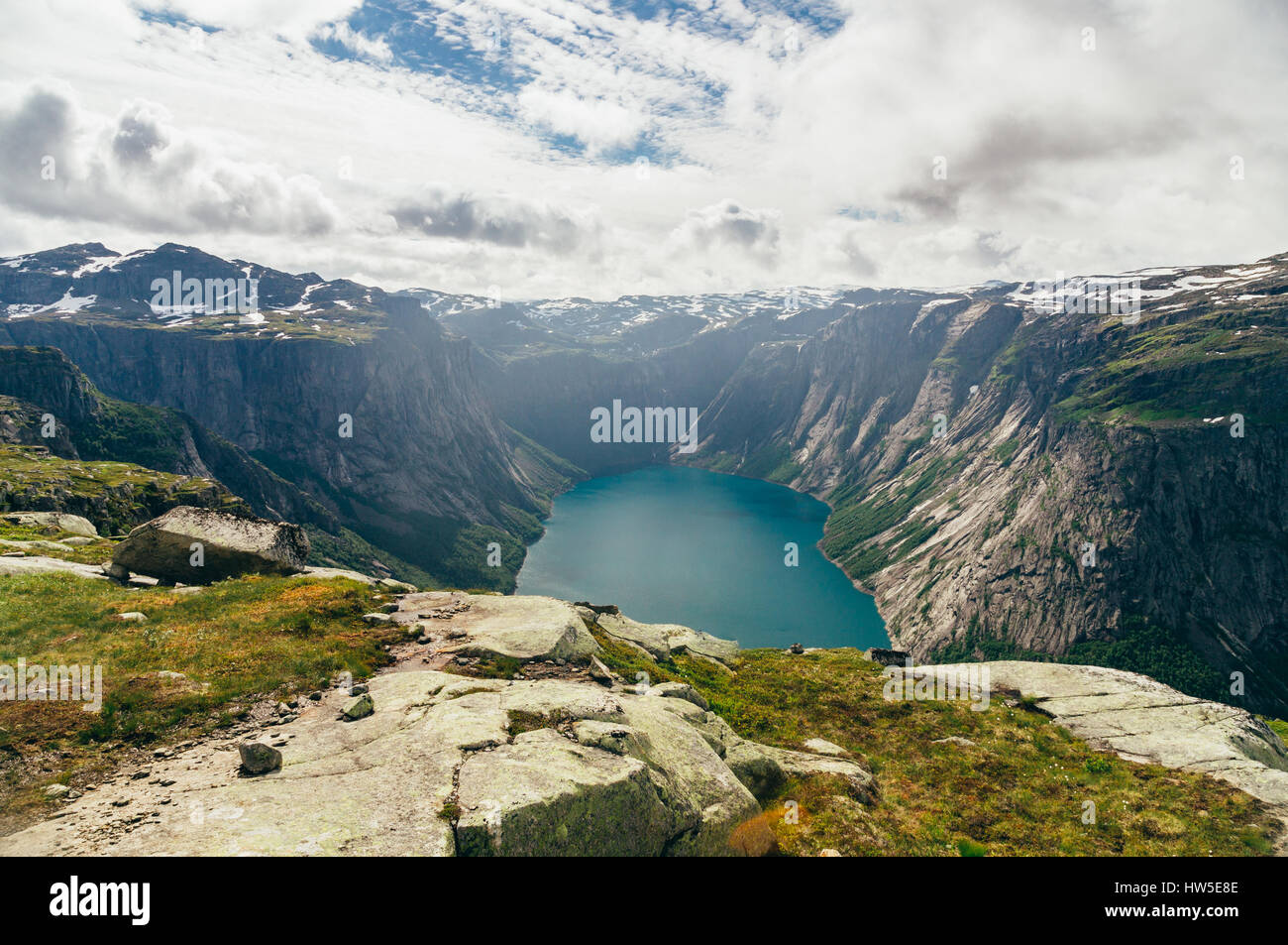 Summertime norwegian landscape with secluded mountain lake Stock Photo ...