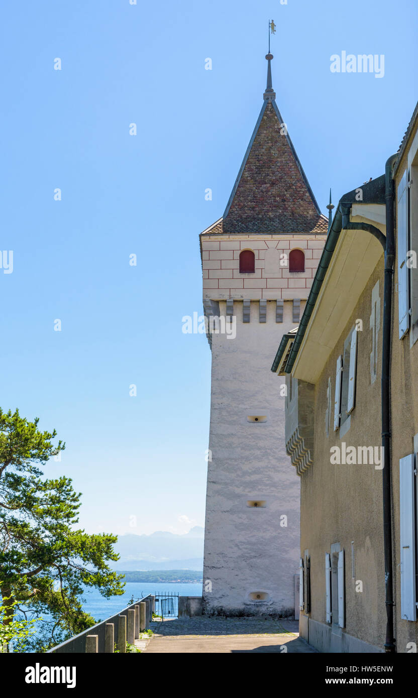 Detail of Nyon Castle overlooking Lac Leman, Nyon, Switzerland Stock ...