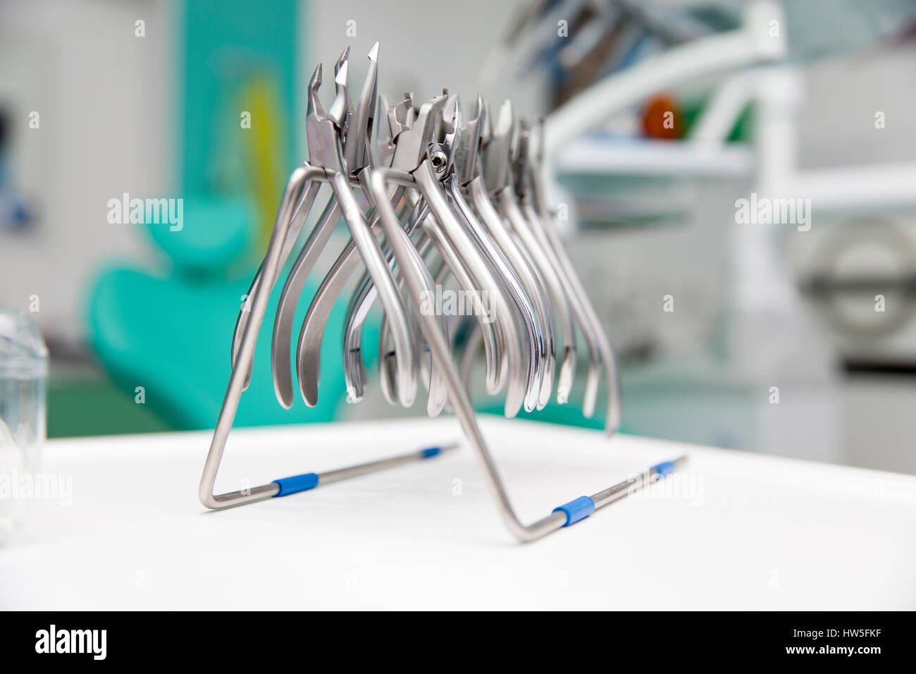 Close up view at set of dentist tools in modern dental office Stock ...