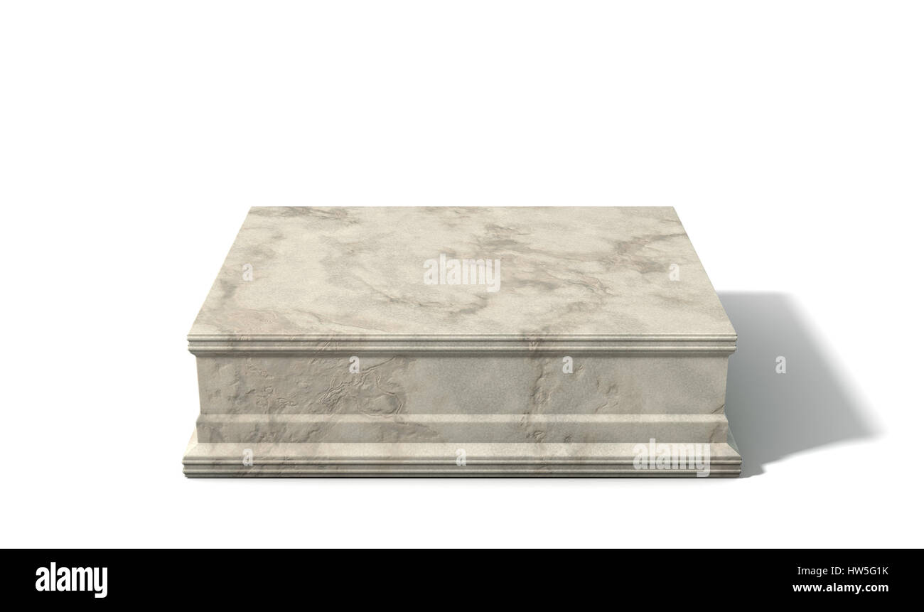 An empty rectangular light marble stone trophy base on an isolated ...