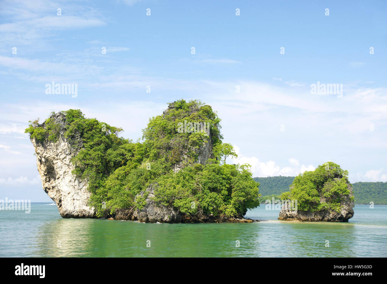 Horizon view of a big horizontal rock cliff with green vegetation ...