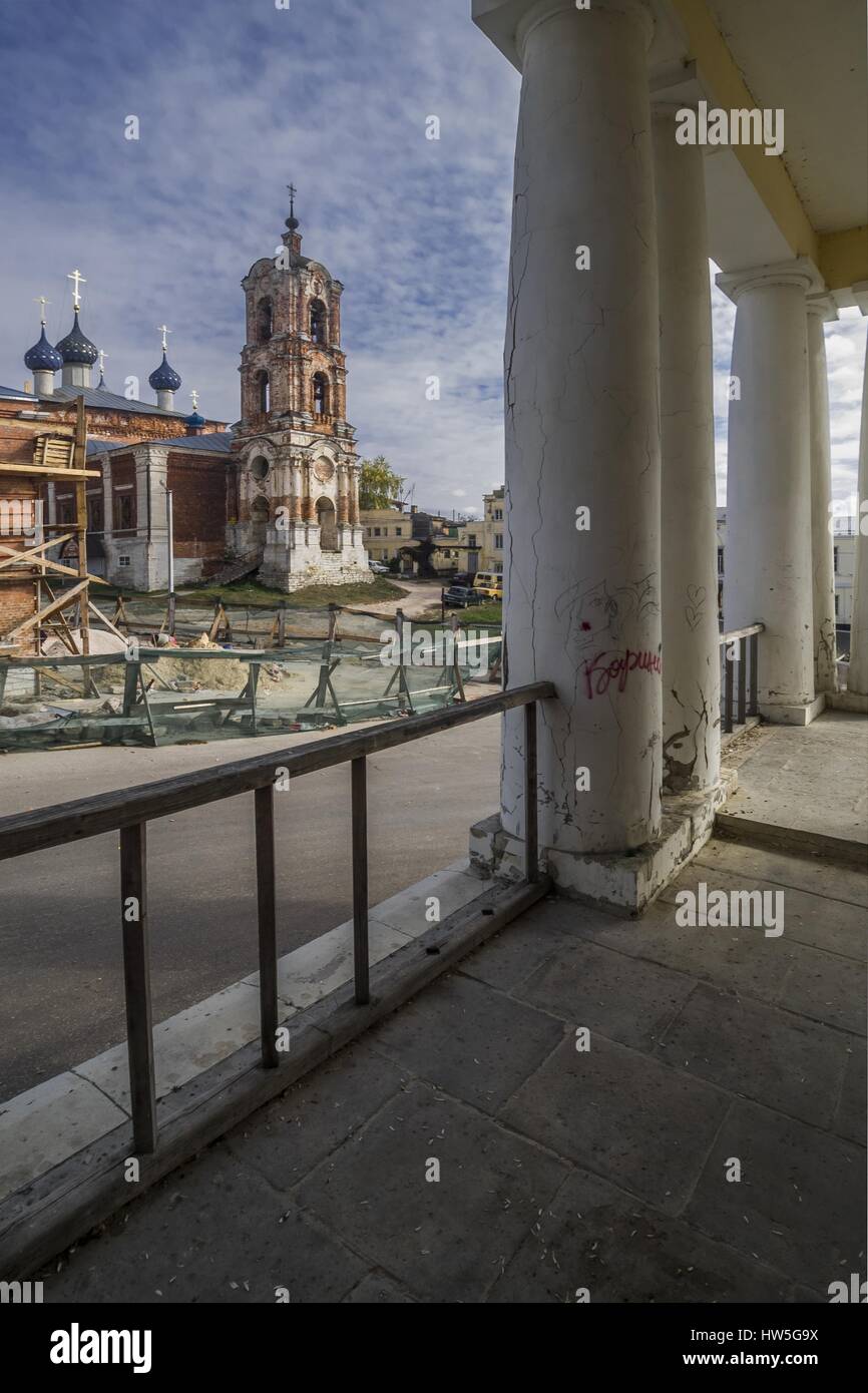 Russia, Ryazan Region, Kasimov. Old retail gallery (19th century) and ...