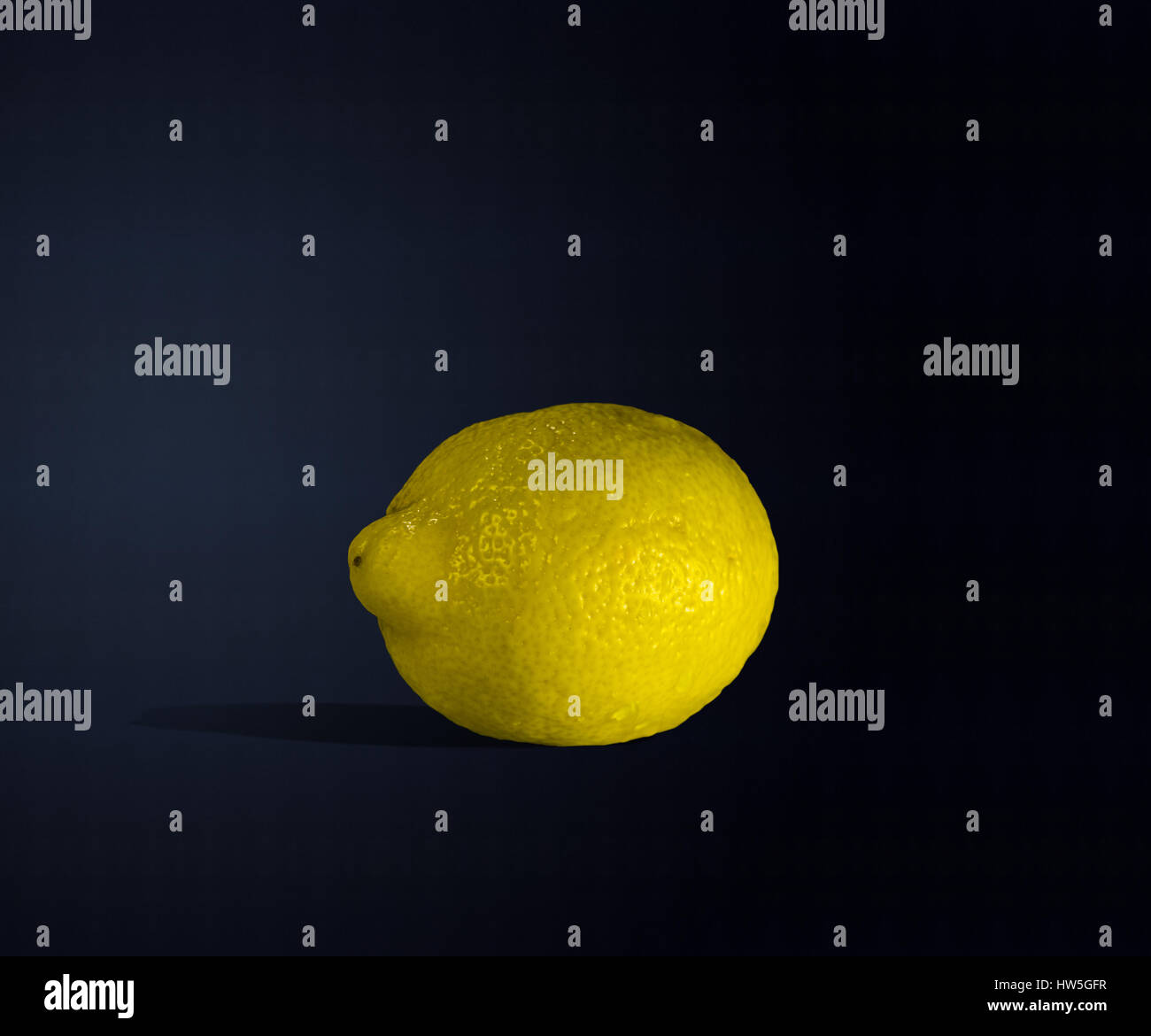Lemon isolated on dark blue background Stock Photo - Alamy