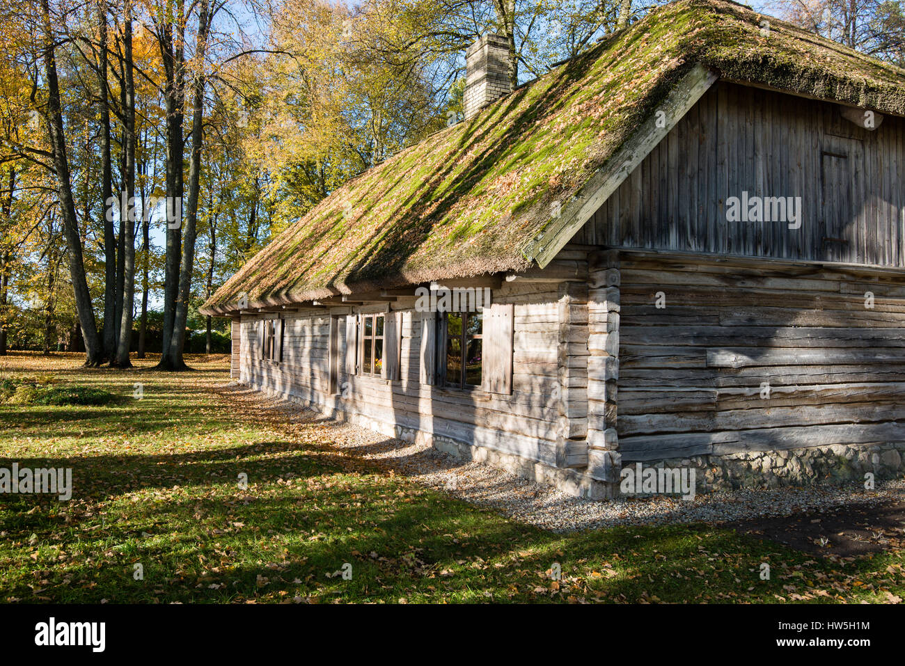 country house with oak trees in yellow autumn Stock Photo - Alamy