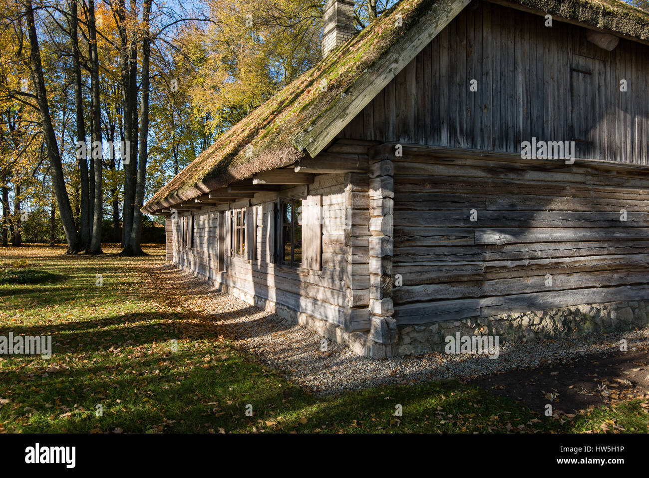 country house with oak trees in yellow autumn Stock Photo - Alamy