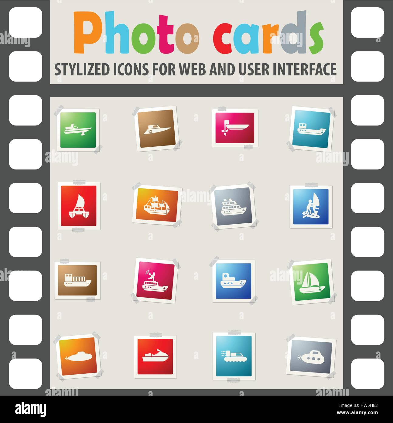 water transport web icons for user interface design Stock Vector Image ...