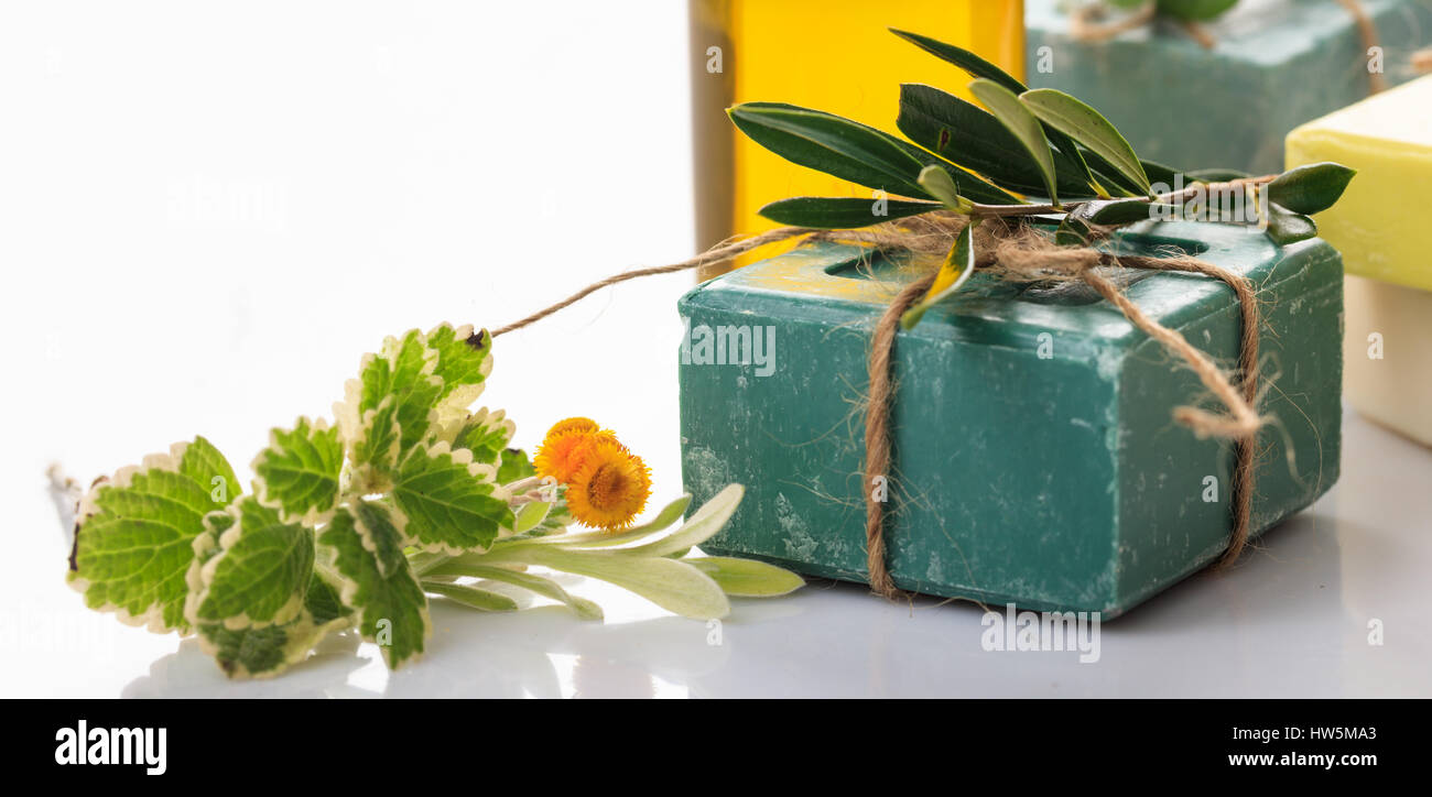 Natural handmade soap bar on white background Stock Photo - Alamy