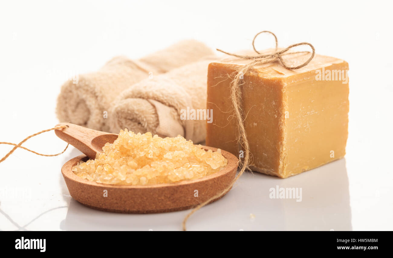Natural handmade soap bar on white background Stock Photo - Alamy