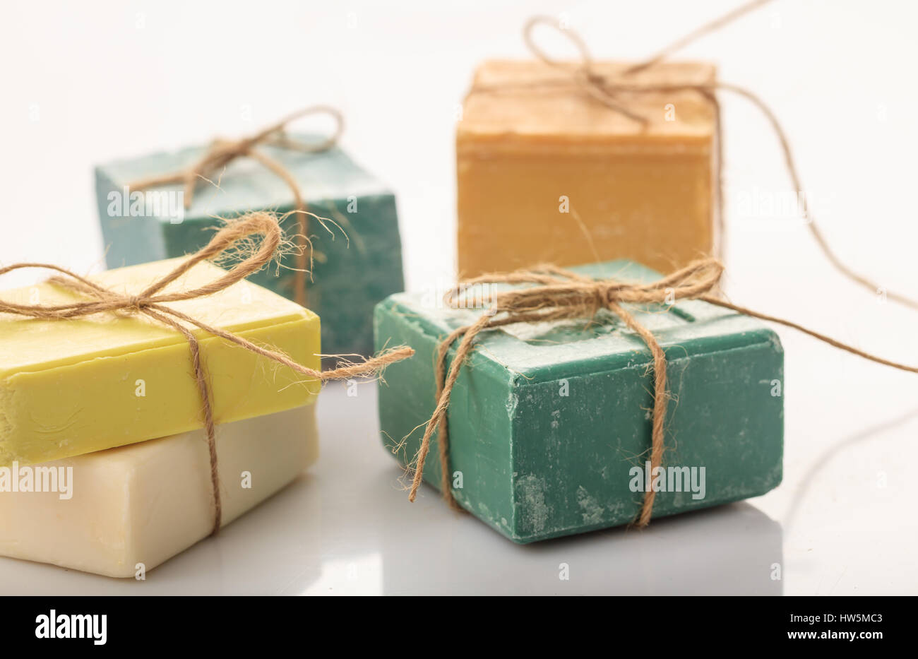 Natural handmade soap bars on white background Stock Photo - Alamy