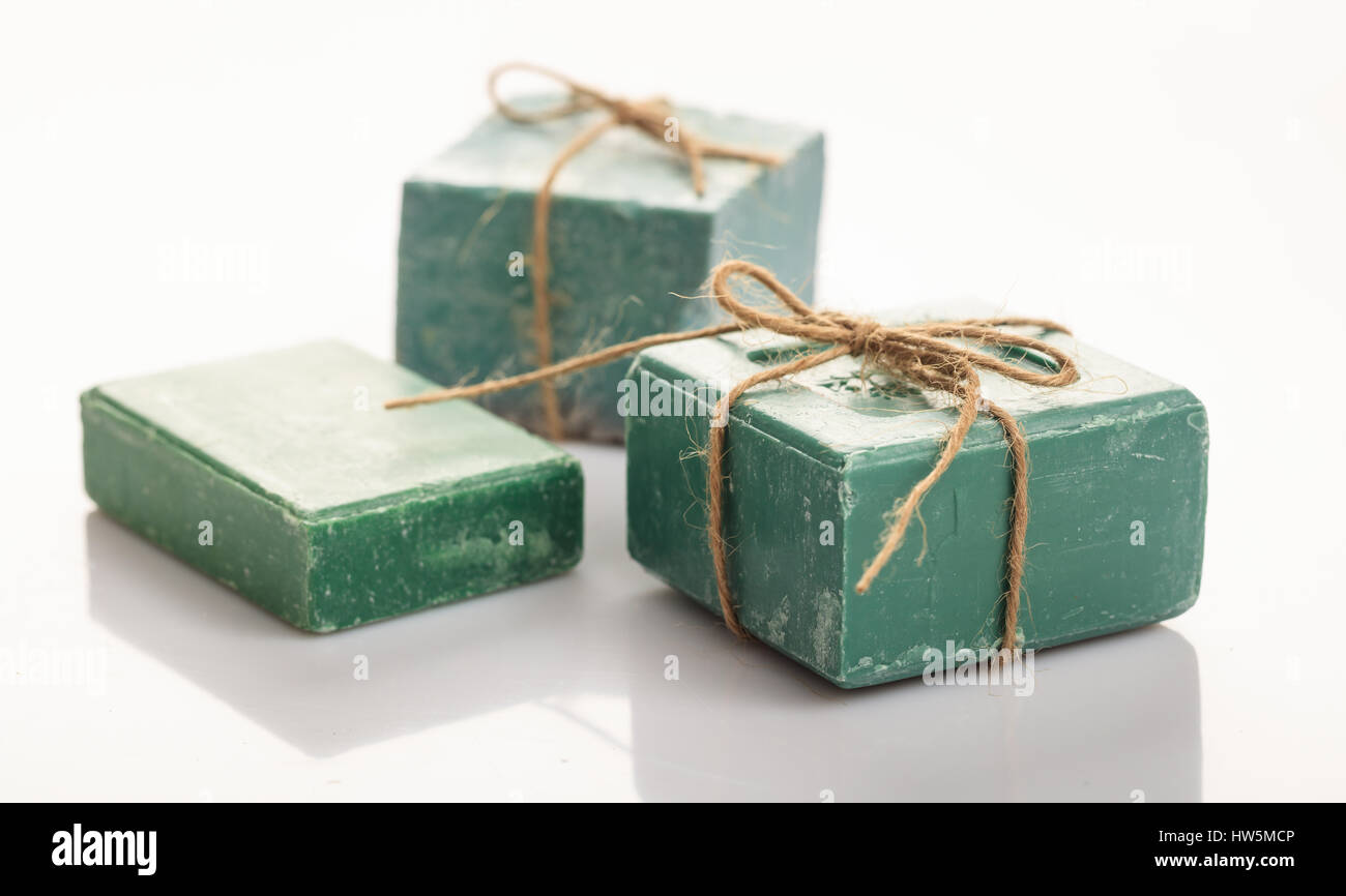 Natural handmade soap bars on white background Stock Photo - Alamy