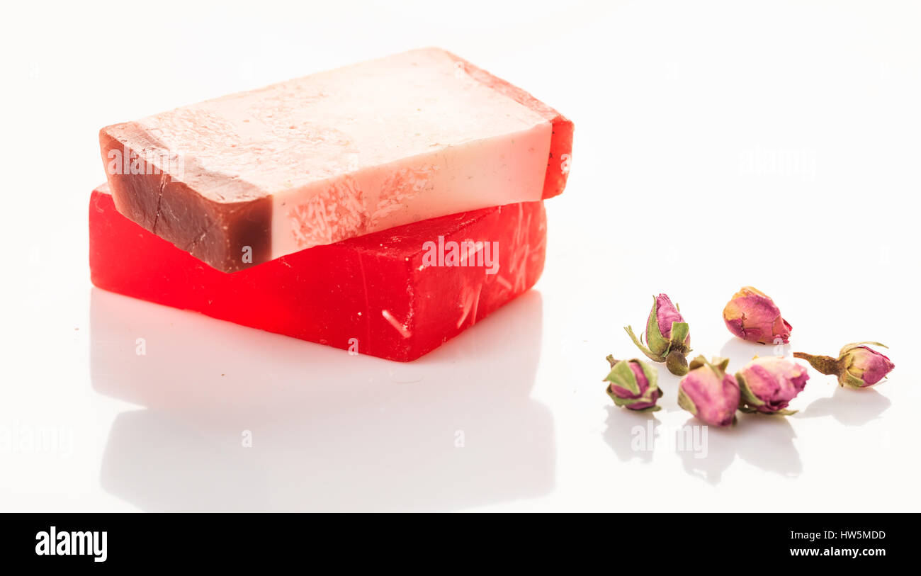Natural handmade soap bars on white background Stock Photo - Alamy