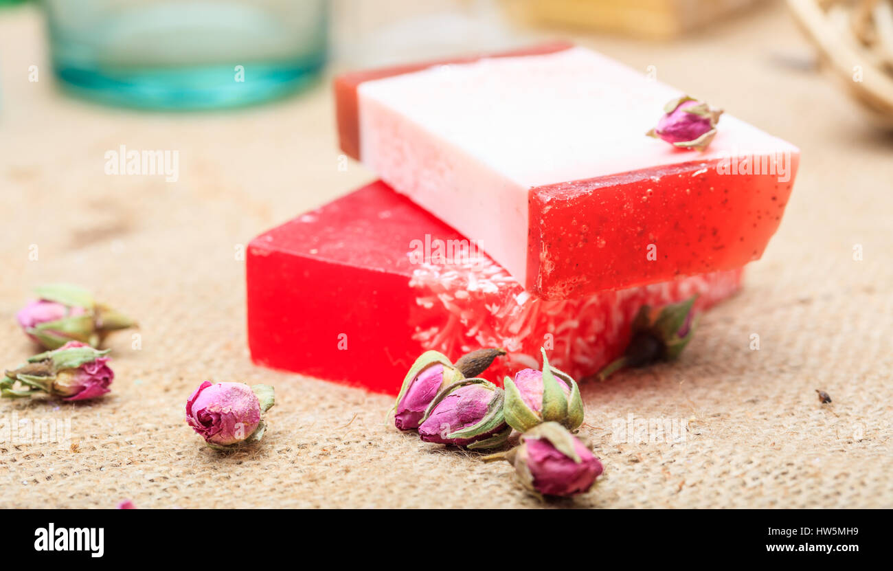 Natural handmade soap bars on wooden background Stock Photo - Alamy