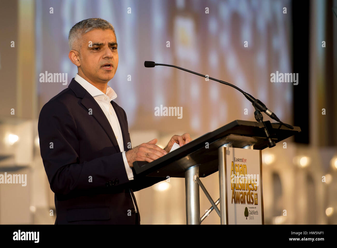 Mayor of London Sadiq Khan speaks at the Asian Business Awards at Park ...