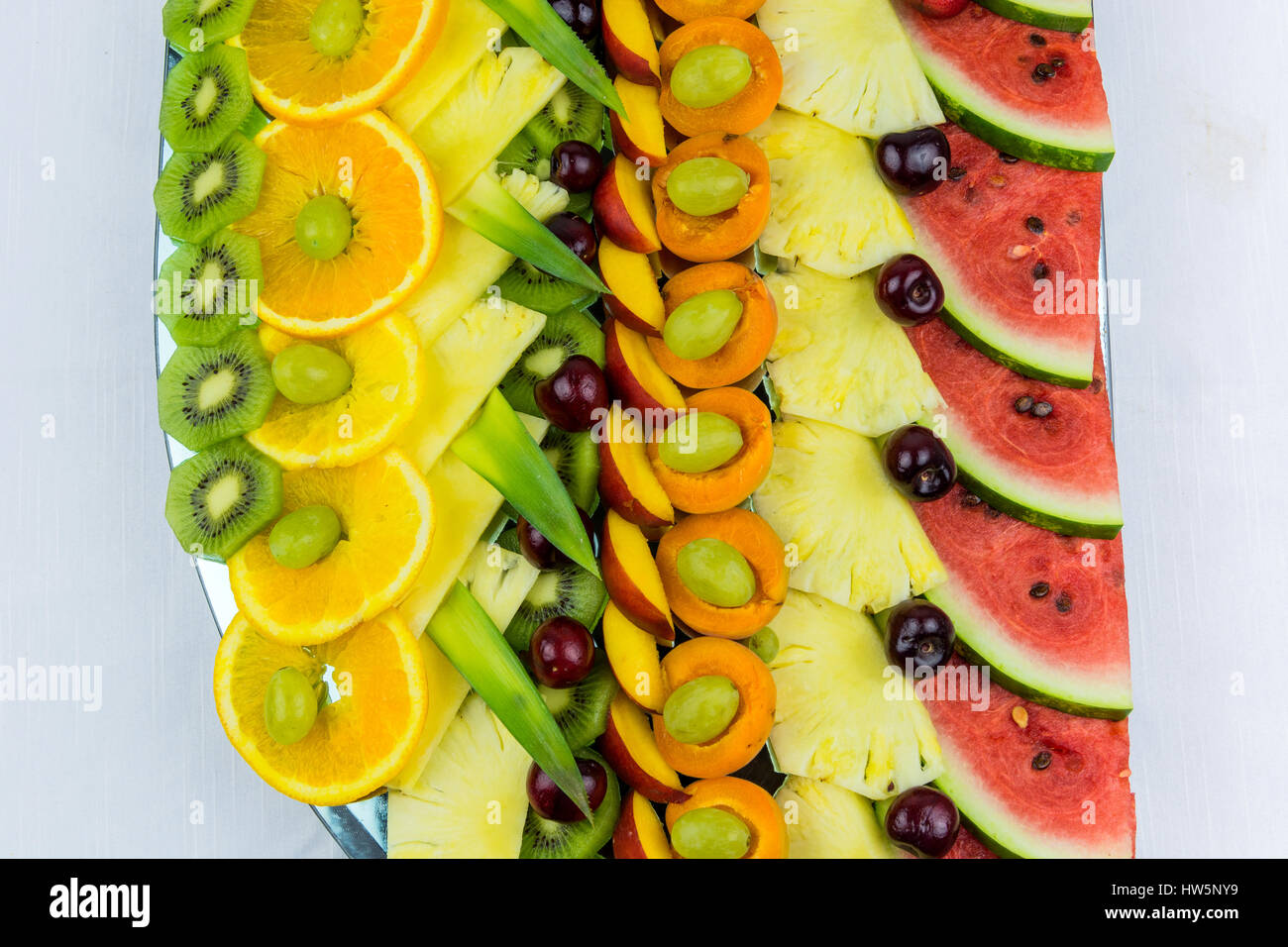compositions of fresh fruit cut for buffets. typical summer fruits of ...